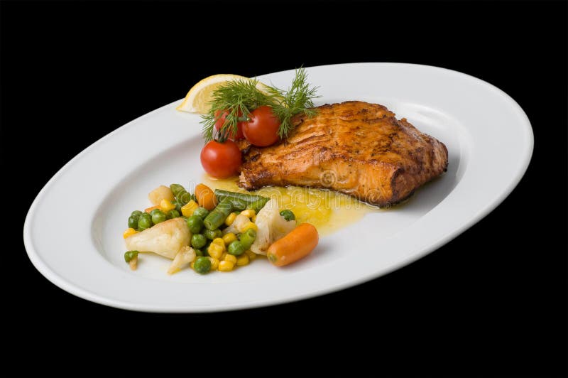 Cooked fish stock image. Image of green, garnish, restaurant - 6799339