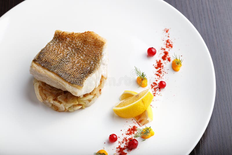 Cooked Fish Fillet of Pike-perch Stock Photo - Image of plate, eating ...