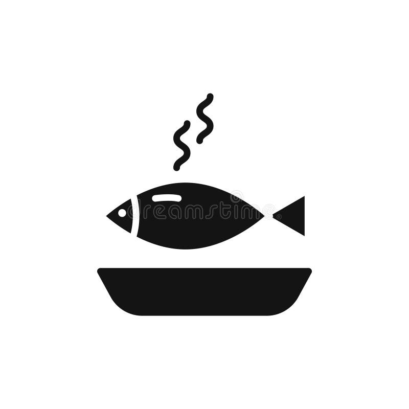 Cooked Fish Icon Isolated on White Background Stock Vector ...