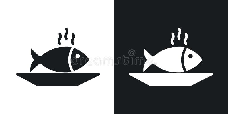 Cooked Fish Icon Isolated on White Background Stock Vector ...
