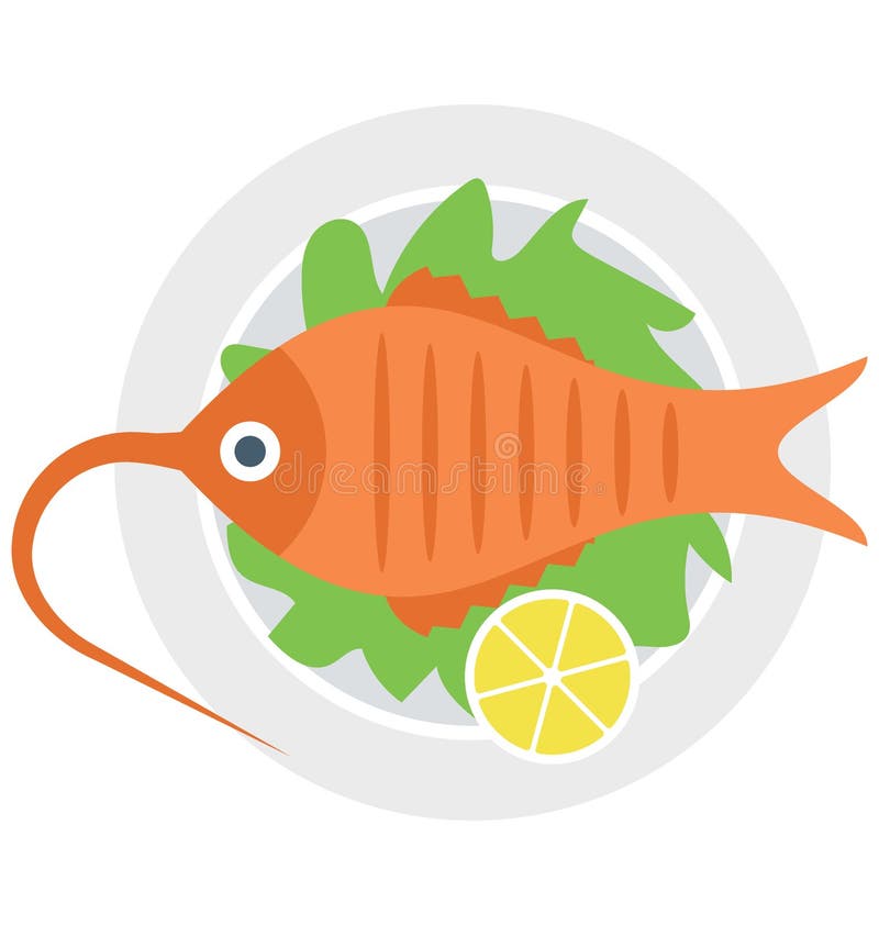 Cooked Fish Isolated Vector Icon Which Can Easily Modify or Edit Stock ...