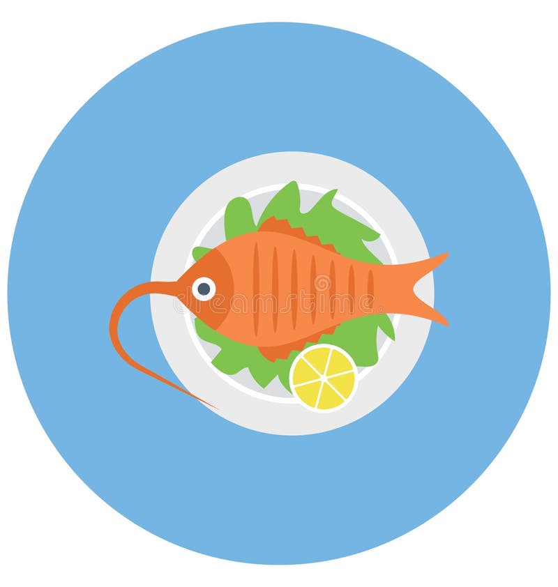 Cooked Fish Isolated Vector Icon Which Can Easily Modify or Edit Stock ...