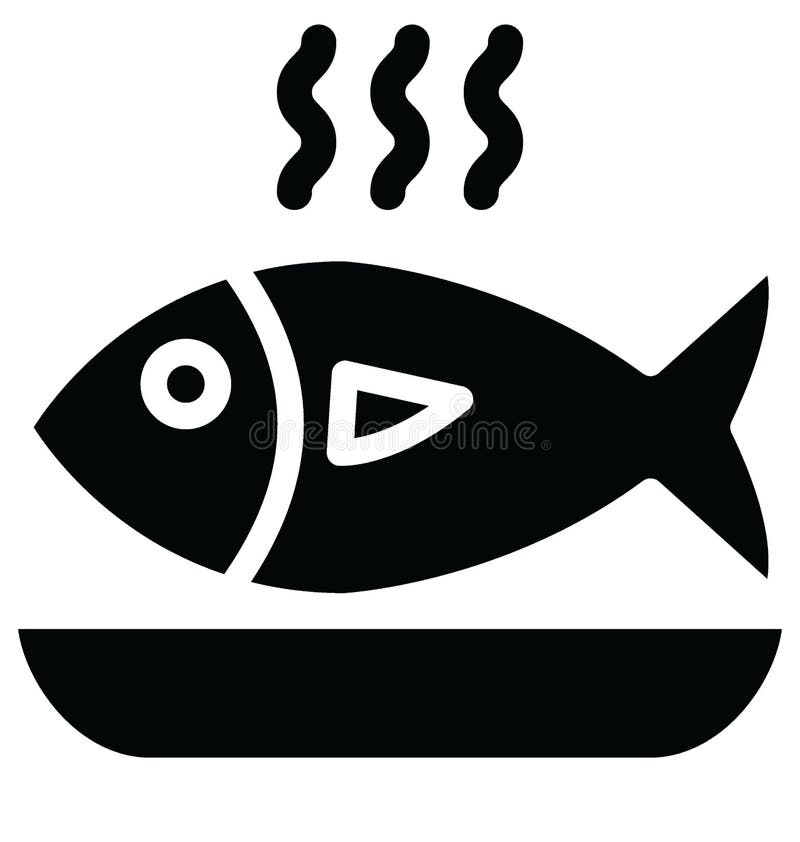 Cooked Fish Isolated Vector Icon Which Can Easily Modify or Edit Stock ...
