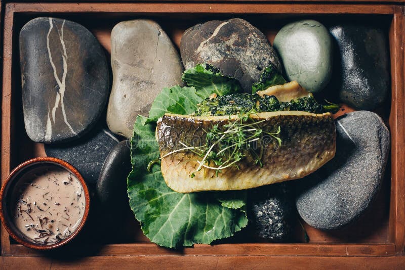 Cooked Fish in a Roll with Vegetables Stock Photo - Image of cooked ...