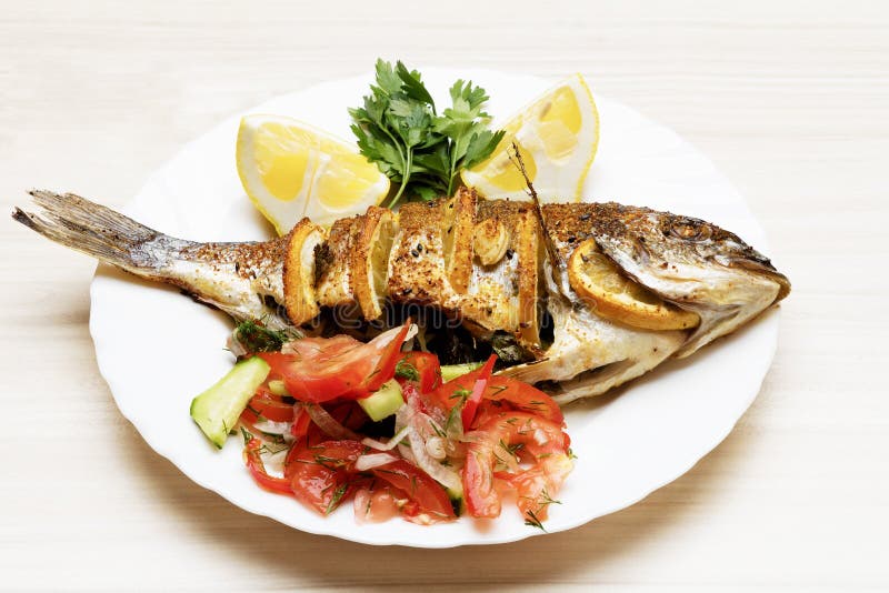 Cooked Fish Sea Bream Fish. Stock Photo - Image of diet, freshness ...