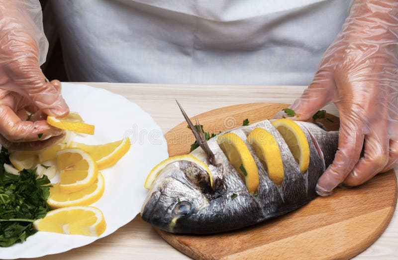 Cooked Fish Sea Bream Fish. Stock Photo - Image of diet, delicious ...