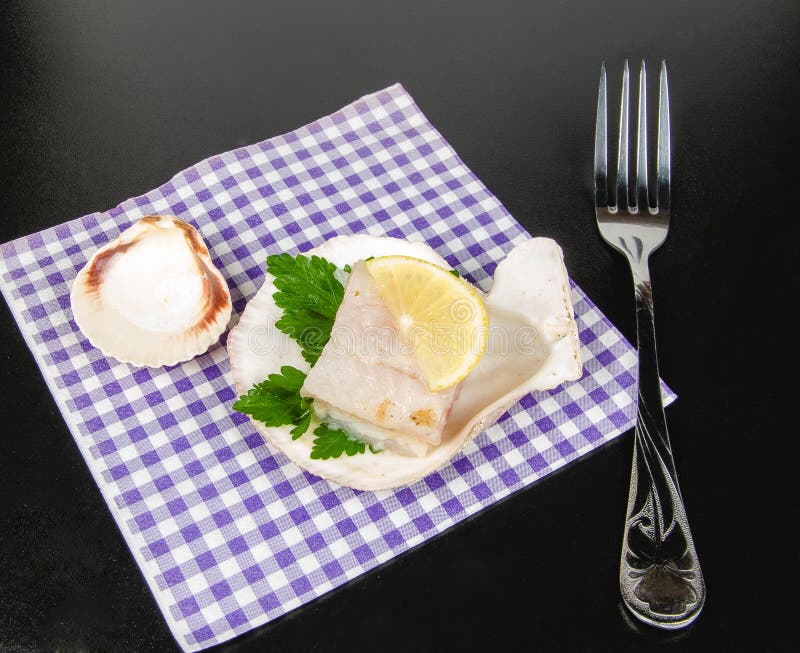 Cooked fish in shell stock photo. Image of scallop, freshness - 80562564
