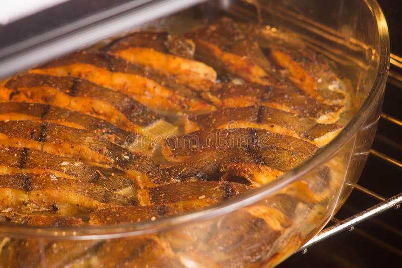 Cooked Fish with Spices in Oven Stock Photo - Image of eating, grill ...