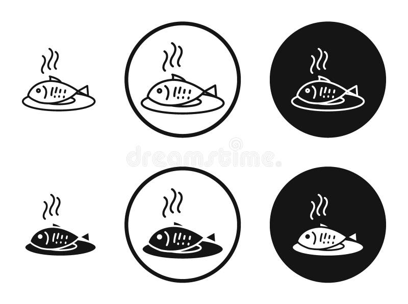 Cooked Fish on a Rectangular Plate - Hand Drawn Vector Illustration ...