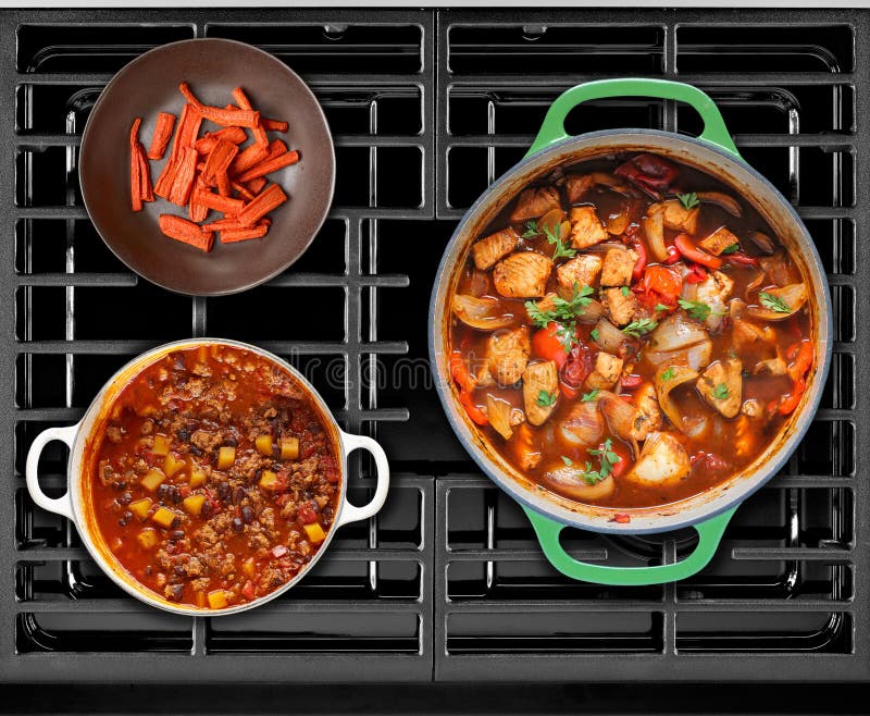 Cooked Food on a Gas Stove stock photo. Image of broth - 49284304