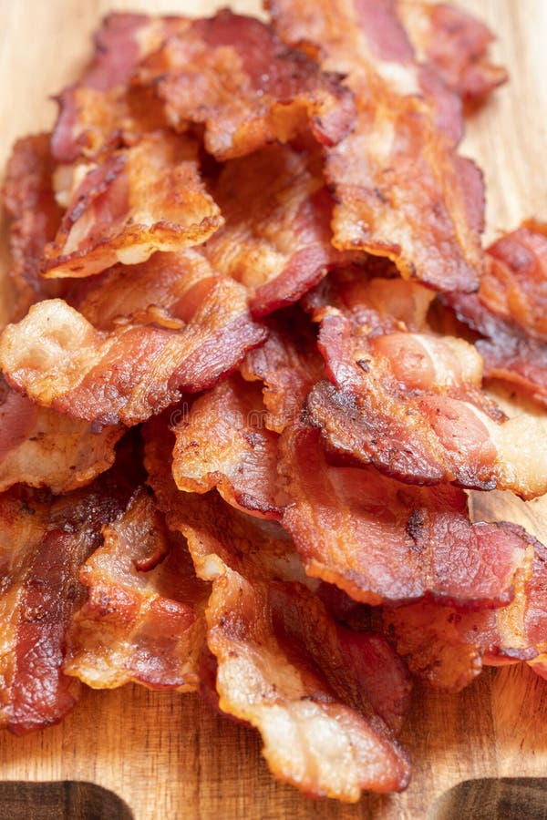 Cooked Greasy Bacon stock photo. Image of fried, pork - 145504672