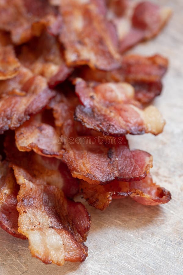 Cooked Greasy Bacon stock photo. Image of tasty, rashers - 145544218