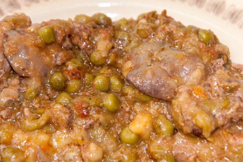 Cooked Green Peas and Chicken Liver Stock Image - Image of portion ...