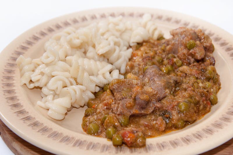 Cooked Green Peas and Chicken Liver with Cooked Macaroni Stock Image ...