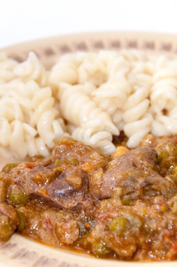 Cooked Green Peas and Chicken Liver with Cooked Macaroni Stock Photo ...