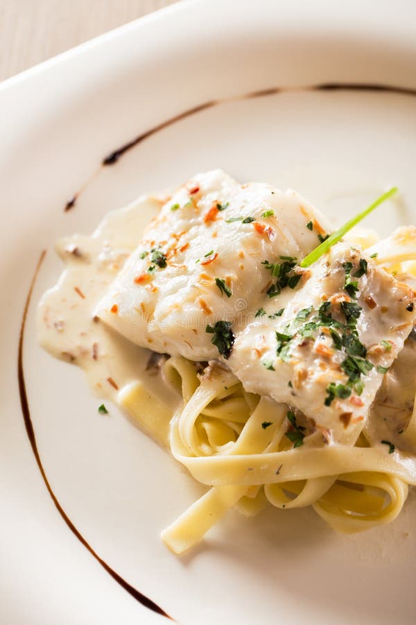 Cooked hake stock photo. Image of whitefish, linguine - 58170174