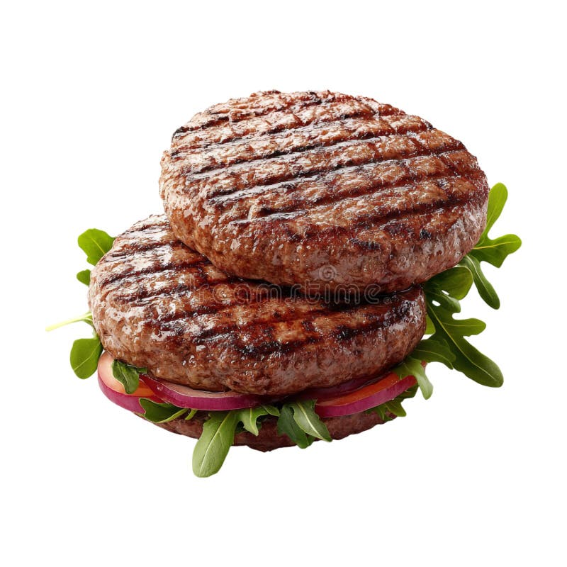 Cooked Hamburger Patties on Transparent Background - Ai Generated Stock ...