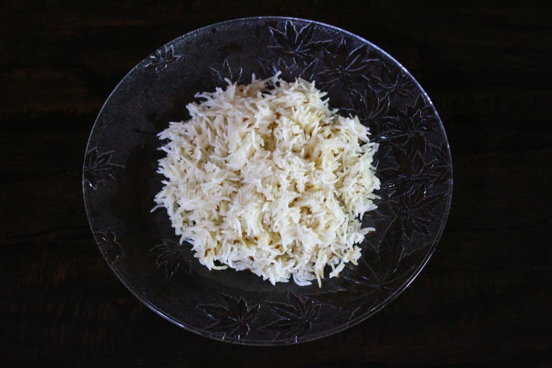 Cooked Jeera Rice in a Plate Stock Image - Image of grains, dinner ...
