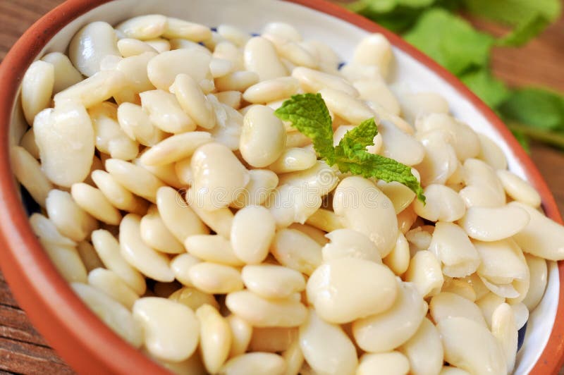 Cooked Judiones or Fabes, Spanish Flat White Beans Stock Photo - Image ...