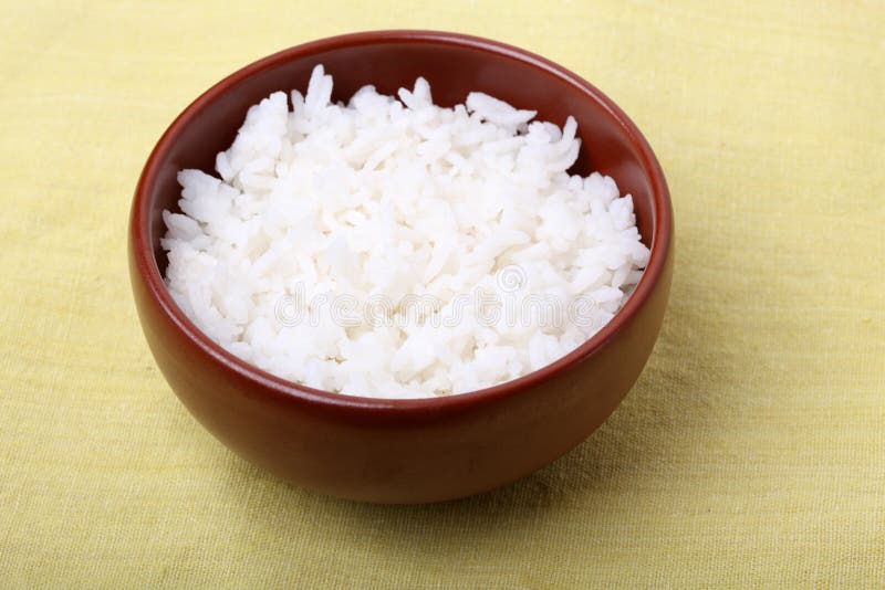 Cooked Long Grain Rice in a Ceramic Plate Stock Photo - Image of food ...