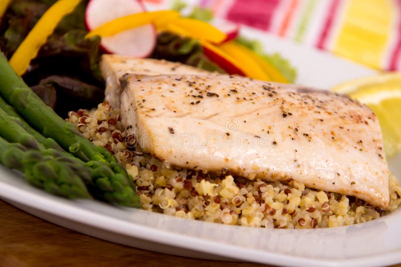 Cooked Mahi Mahi Fish Fillet Stock Photo - Image of bulgur, seafood ...