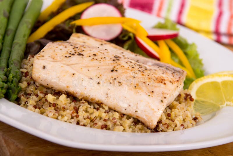 Cooked Mahi Mahi Fish Fillet Stock Photo - Image of bulgur, seafood ...