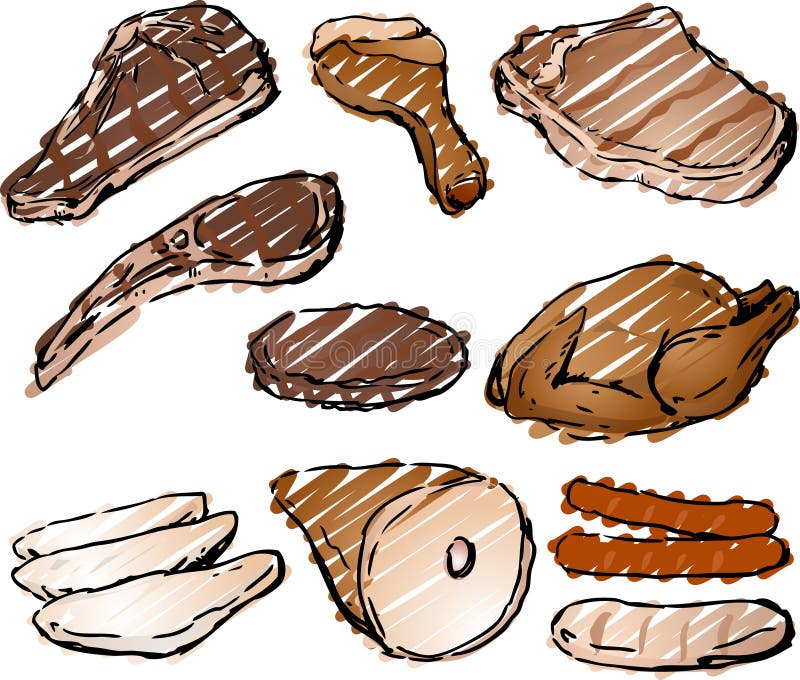 Cooked meat illustration stock vector. Illustration of lambchop - 1780476