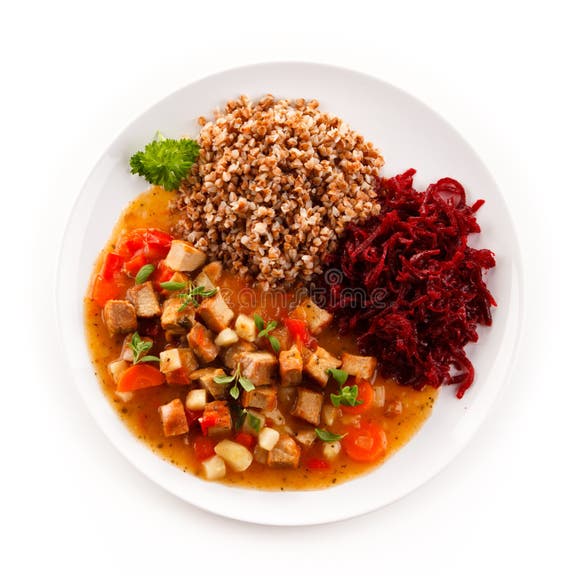 Cooked Meat with Bucketwheat Stock Image - Image of goulash, herb: 74040653
