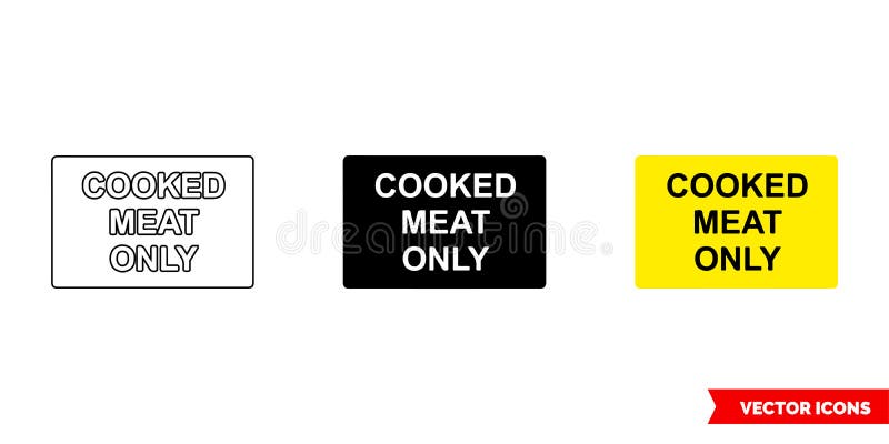 Cooked Meat Fridge only Colour Coded Adhesive Sign Icon of 3 Types ...