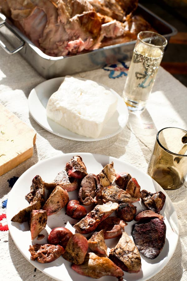 Cooked meat organs stock image. Image of cooks, embers - 23599917