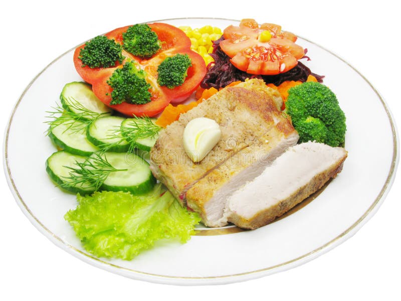 Cooked Meat with Vegetables Stock Photo - Image of eating, portion ...