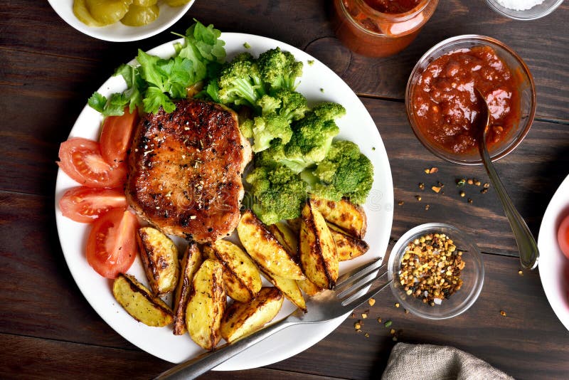 Cooked Meat with Vegetables on Plate Stock Photo - Image of broccoli ...