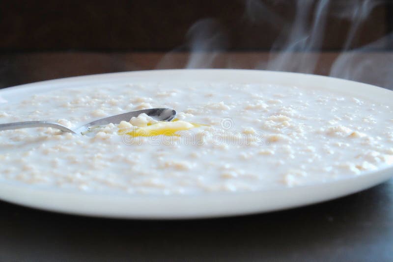 Cooked oat flakes stock photo. Image of milk, food, close - 111396134