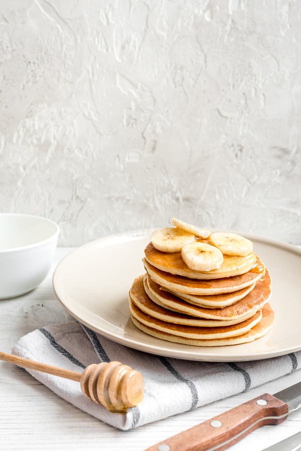 Cooked Pancake on Plate at Wooden Background Stock Photo - Image of ...