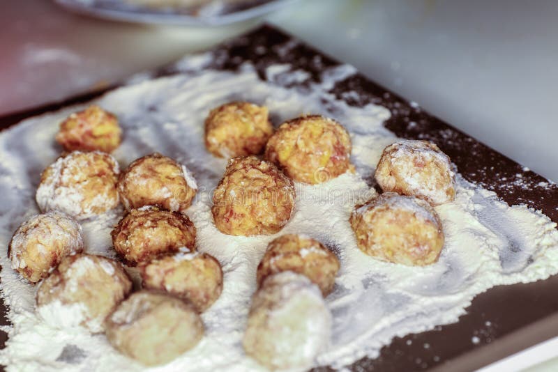 Cooked Patties Cooking on Wooden Stock Photo - Image of beef, round ...