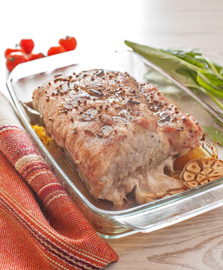 Cooked Peace of Meat on Table Stock Photo - Image of spices, closeup ...
