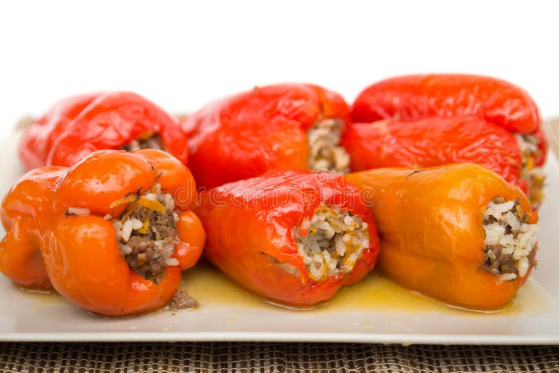 Cooked peppers stock image. Image of full, filled, meal - 47671895