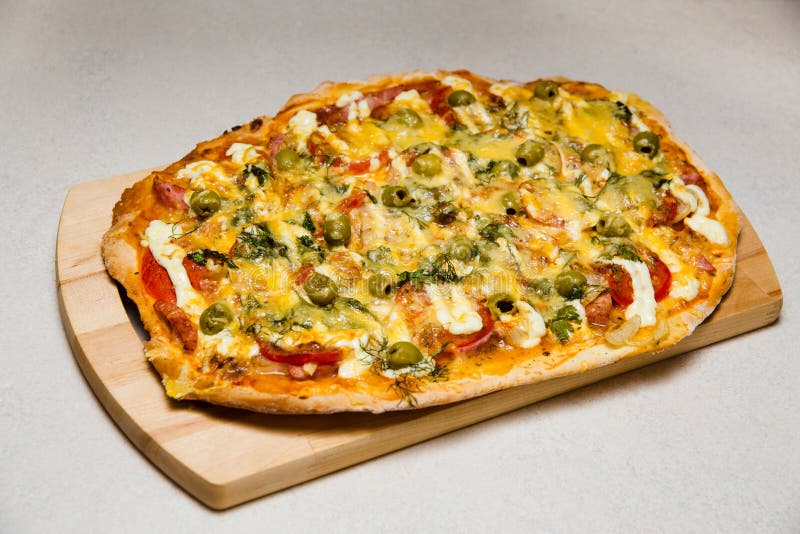 Cooked pizza stock photo. Image of meat, olives, dish - 44900402