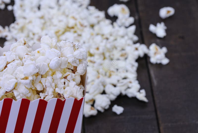 Cooked Pop Corn in Striped Paper Box Stock Photo - Image of full, corn ...