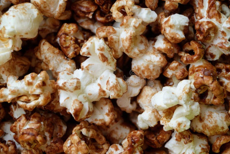Cooked popcorn close-up stock image. Image of fast, tasty - 204990445