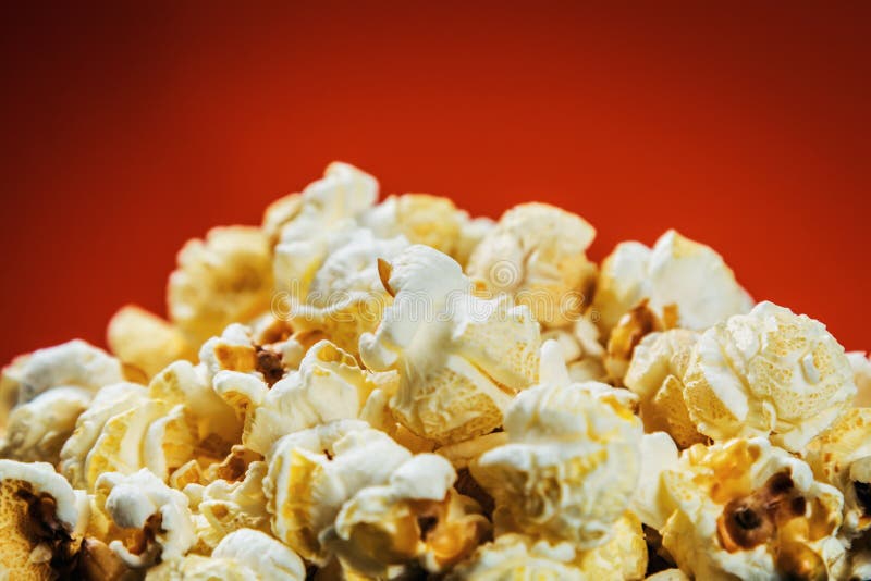 Cooked Popcorn in a Plate on a Orange Stock Image - Image of delicious ...