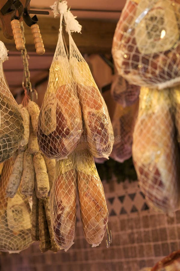 Cooked Pork Meats Hanging in a Stall Editorial Image - Image of pork ...