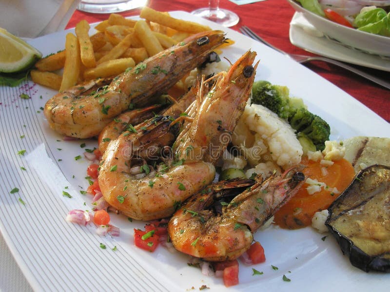Cooked Prawns in the Restaurant Stock Photo - Image of sauce, cooking ...