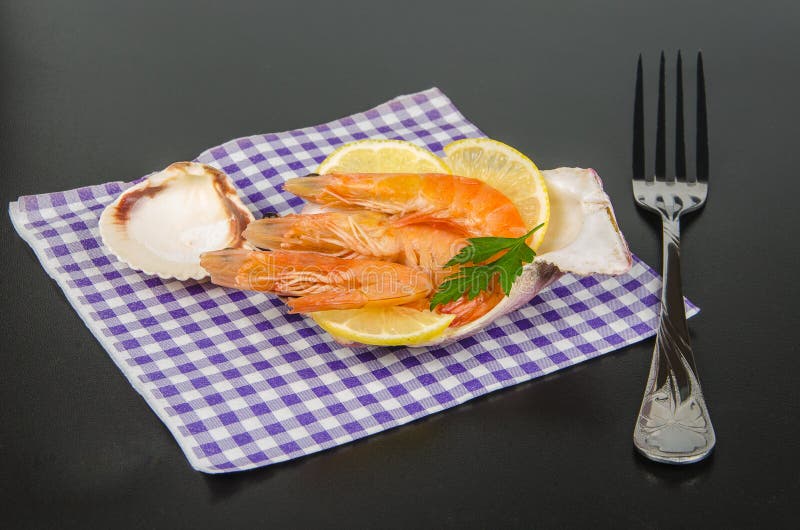Cooked prawns in a shell stock photo. Image of scallop - 80562710