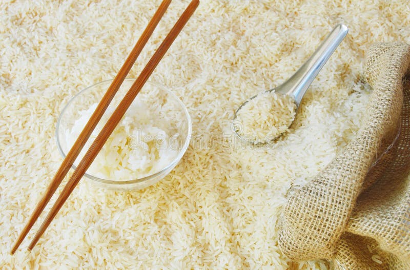 Cooked, raw rice stock image. Image of lifestyle, asian - 84557849