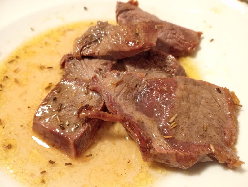 Cooked Red Beef Braised with Oil Broth, Wine and Various Spices Stock ...