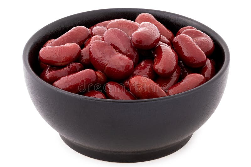 Cooked Red Kidney Beans in a Black Ceramic Bowl Isolated on White Stock ...
