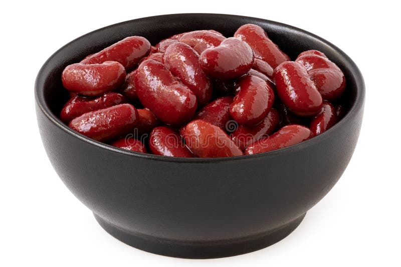 Cooked Red Kidney Beans in a Black Ceramic Bowl Isolated on White Stock ...