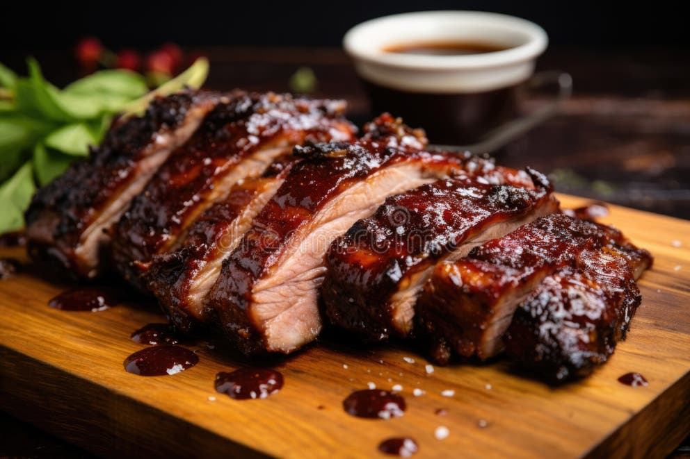 Cooked Ribs with Char Marks and Bbq Sauce Stock Illustration ...