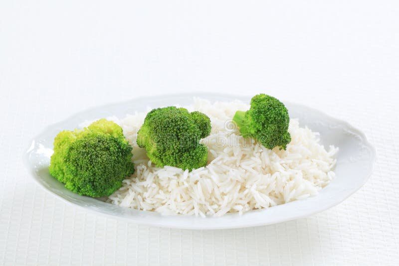 Cooked Rice with broccoli stock photo. Image of foodstuff - 54426980